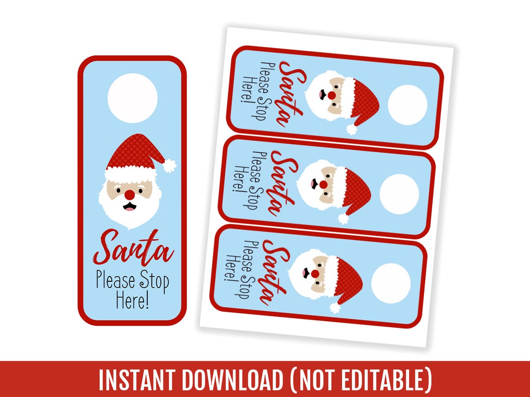 Santa Stop Here Door Hanger, Wine Tag, Holiday Gift Tie, Secret Santa ...