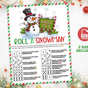 Roll a Snowman Fun Printable Christmas Game for All Ages INSTANT ...