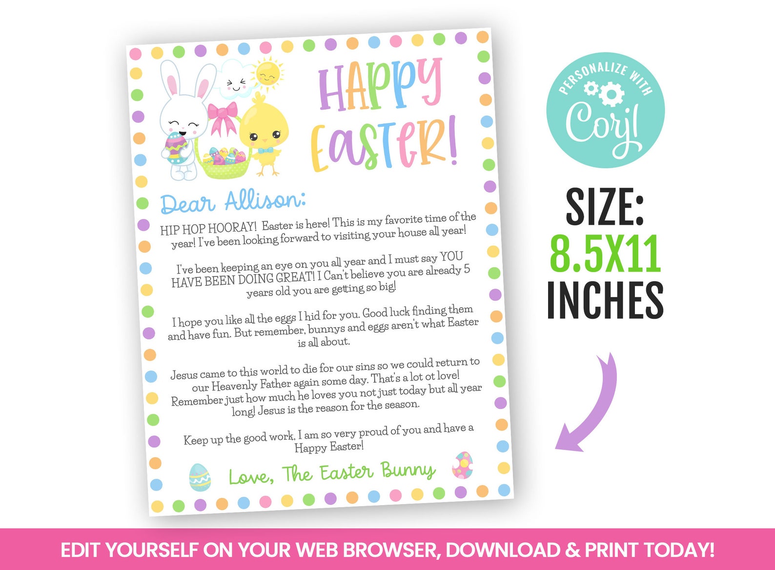 EDITABLE Easter Bunny Letter to Kids Happy Easter Games and - Etsy