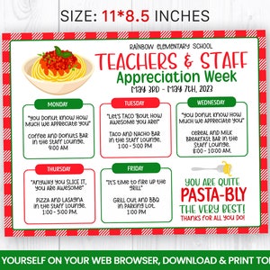 EDITABLE Spaghetti Teacher & Staff Appreciation Flyer, Italian Food ...