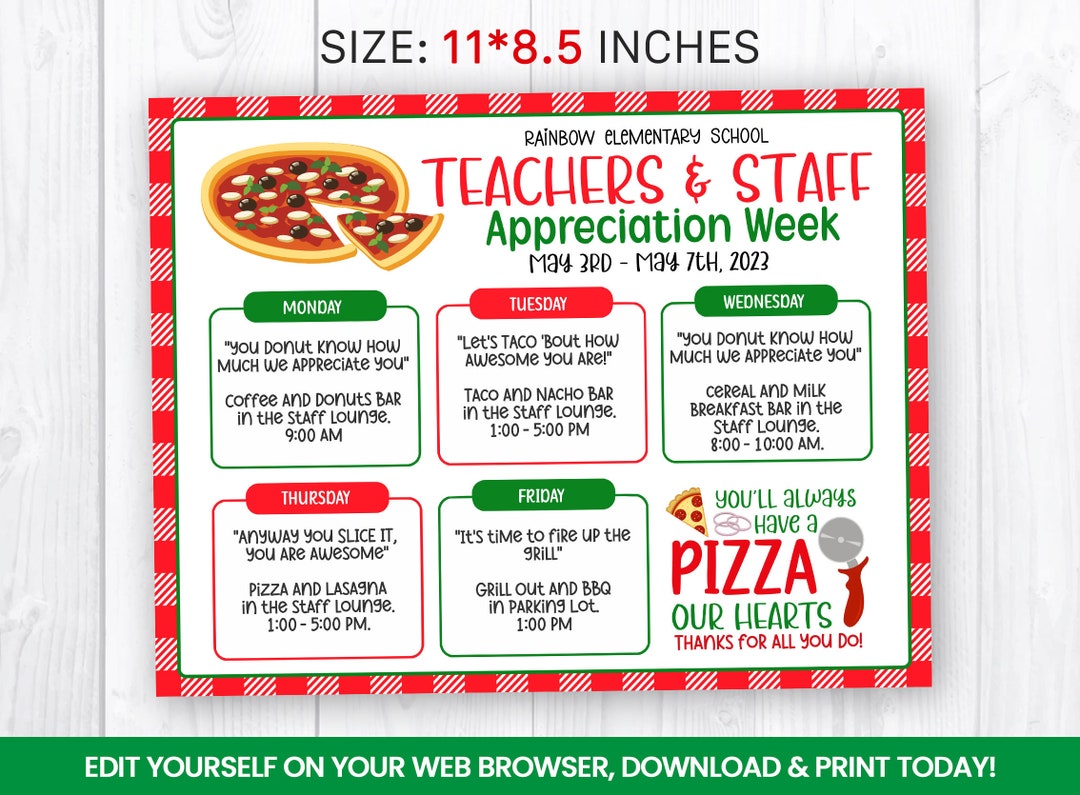 EDITABLE Pizza Teacher & Staff Appreciation Flyer, Italian Food ...