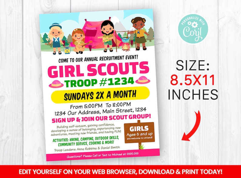 EDITABLE Girl Scouts Recruitment Flyer Self Editing - Etsy