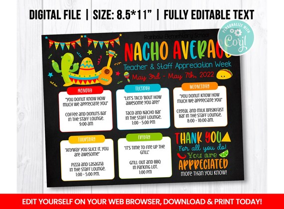 EDITABLE Teacher and Staff Appreciation Week Flyer, Chalkboard ...