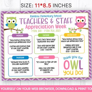 EDITABLE Owl Teacher & Staff Appreciation Flyer, Nocturnal Bird ...