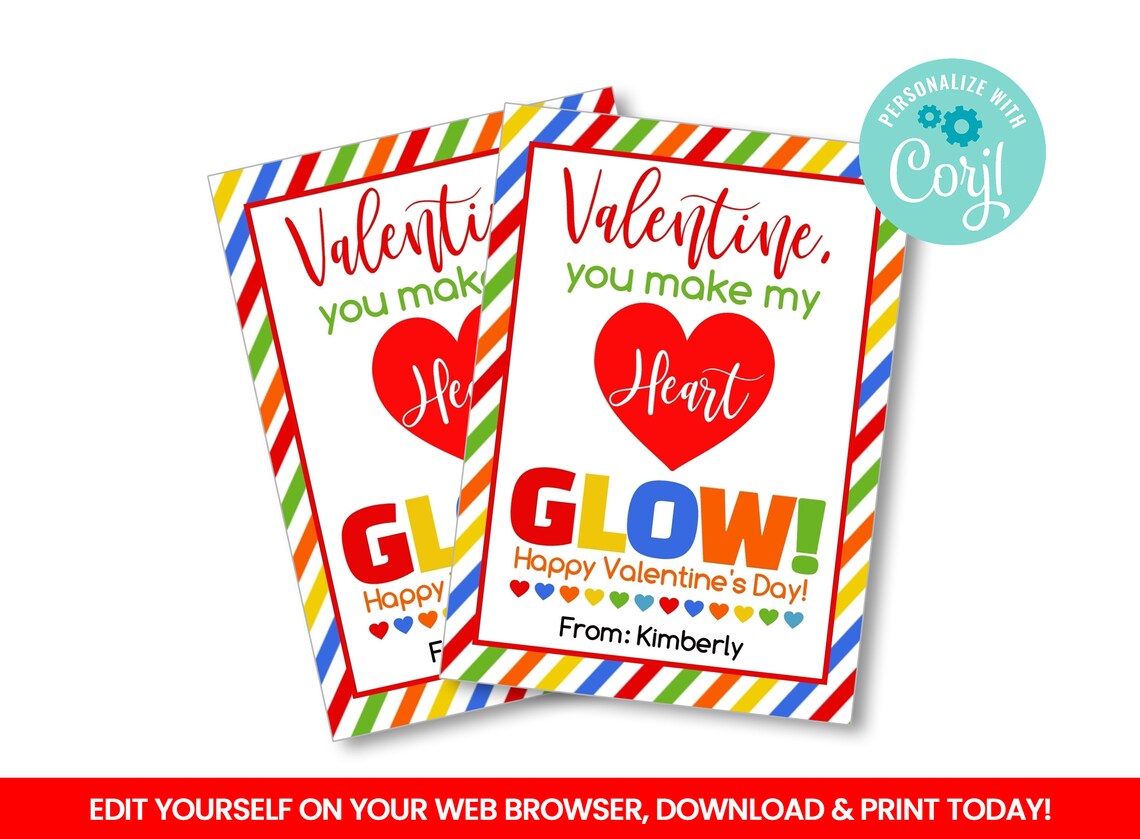 EDITABLE Glow Rectangle Tags Glow Sticks Gift Tags Ideas Kid | Etsy