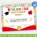 Printable 5th Grade Graduation Diploma, End of School Certificate, PDF ...
