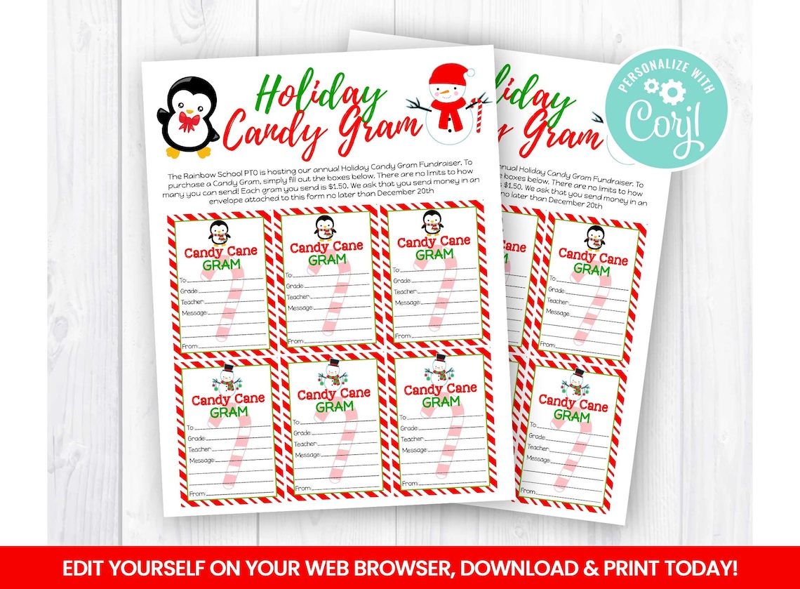EDITABLE Holiday Candy Grams Flyer School Pto Pta Church - Etsy