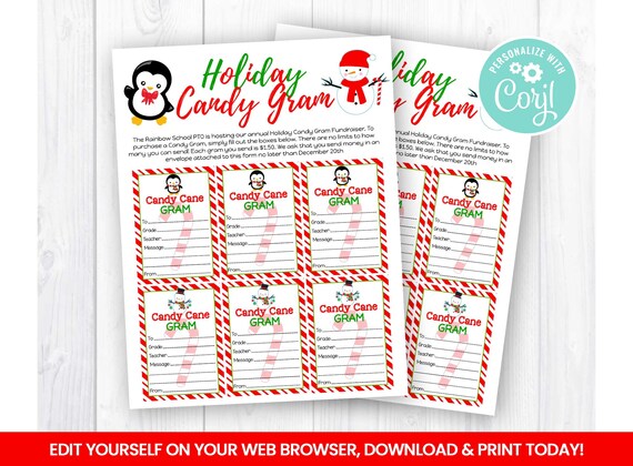 EDITABLE Holiday Candy Grams Flyer, School Pto Pta, Church Fundraiser ...