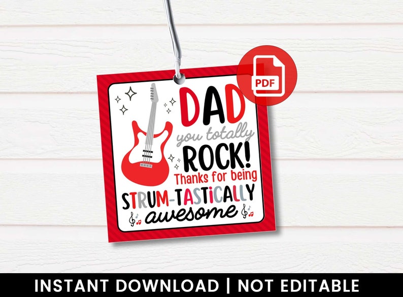 Printable Rock Guitar Themed Gift Tags DIY Father's Day - Etsy