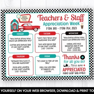 EDITABLE Retro 50's Teacher & Staff Appreciation Flyer, Fifties ...