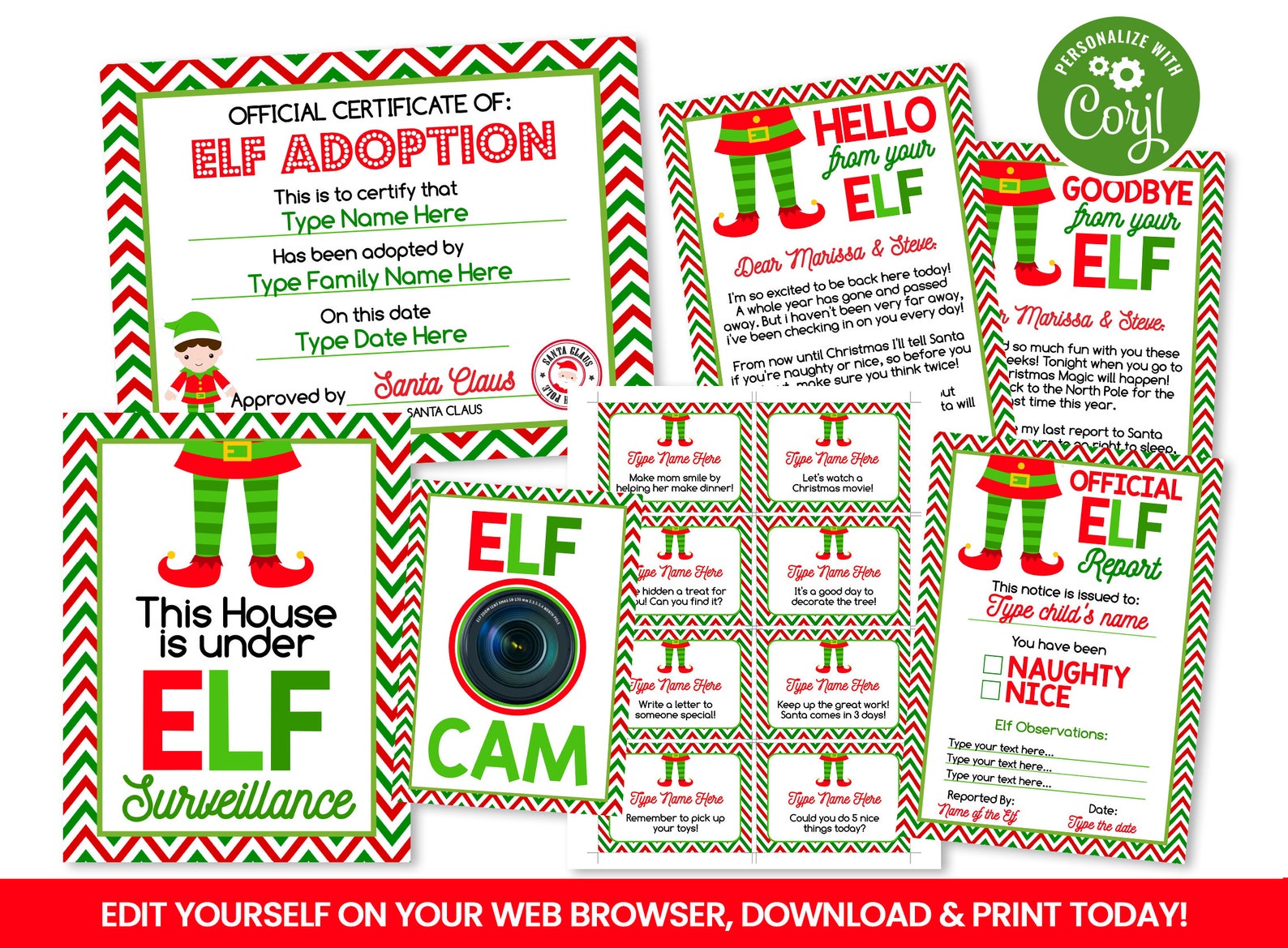 Editable ELF Activity Pack Self Editing Elf Adoption Welcome - Etsy