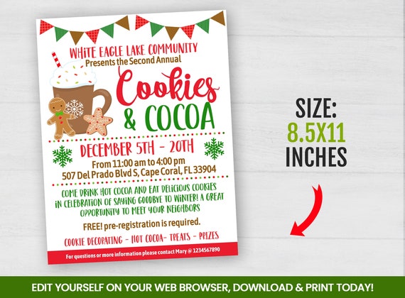 EDITABLE Cookies and Cocoa Flyer Template Charity Non Profit - Etsy