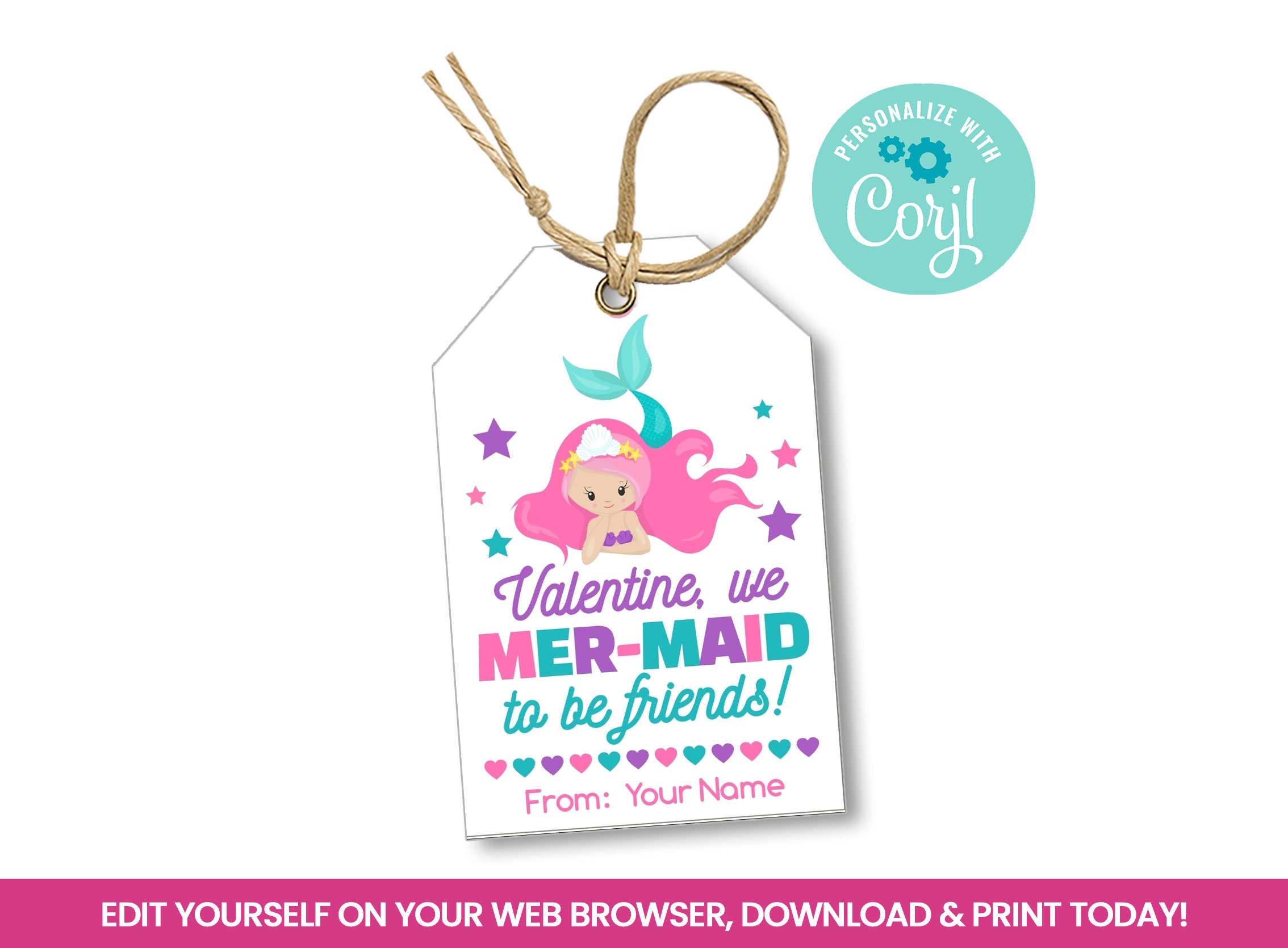 EDITABLE Mermaid Gift Tags Under the Sea Treat Tags Ideas | Etsy