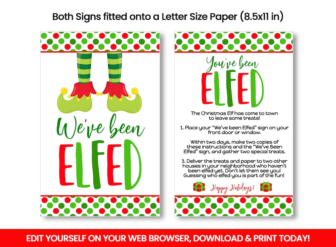 EDITABLE We've Been Elfed Sign, You've Been Elfed, Neighbors, Desktop ...
