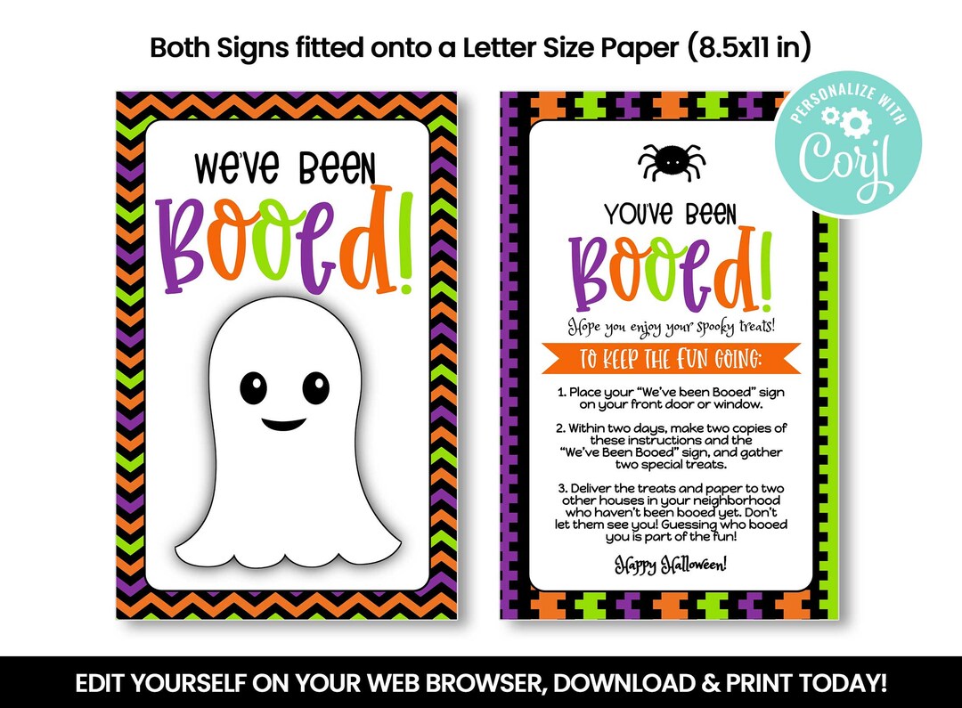 EDITABLE We've Been Booed Sign, You've Been Booed, Boo Ghost Self ...