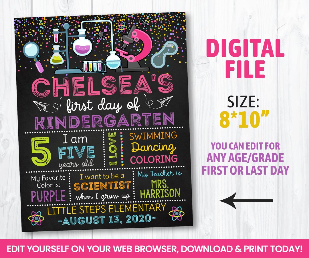 EDITABLE Scientist 1st Day of School Chalkboard Sign, Science ...