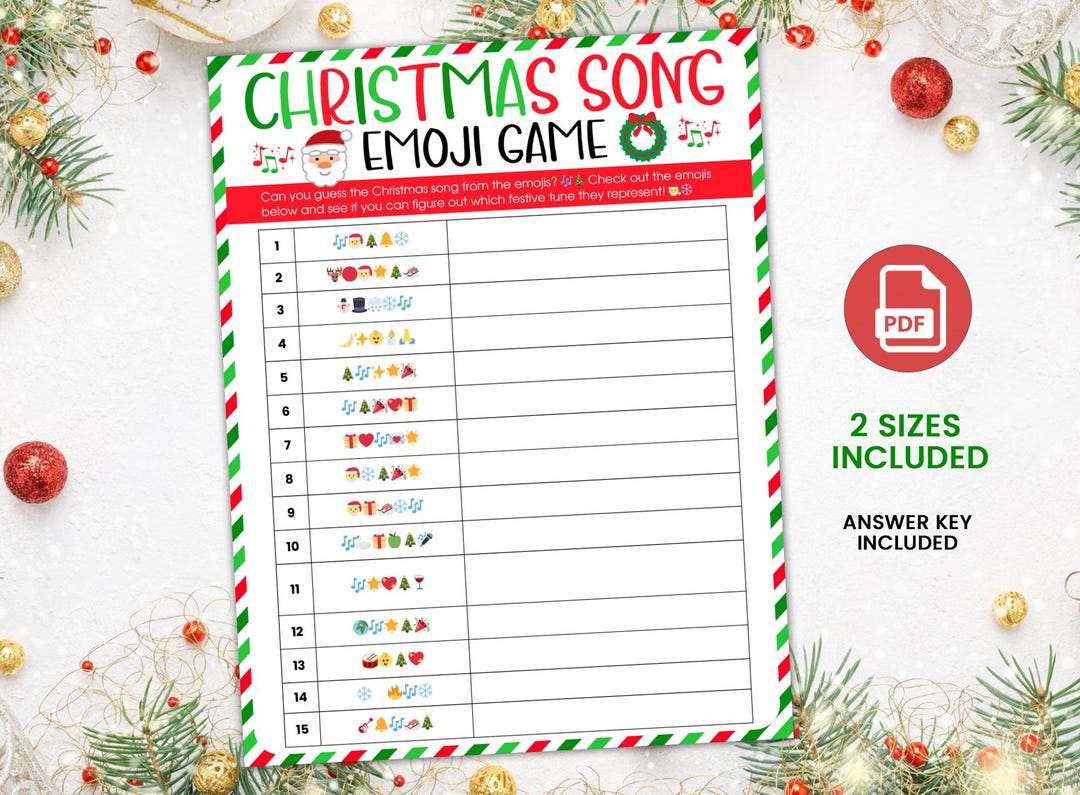 Christmas Song Emoji Game Fun Printable Holiday Game for All Ages ...