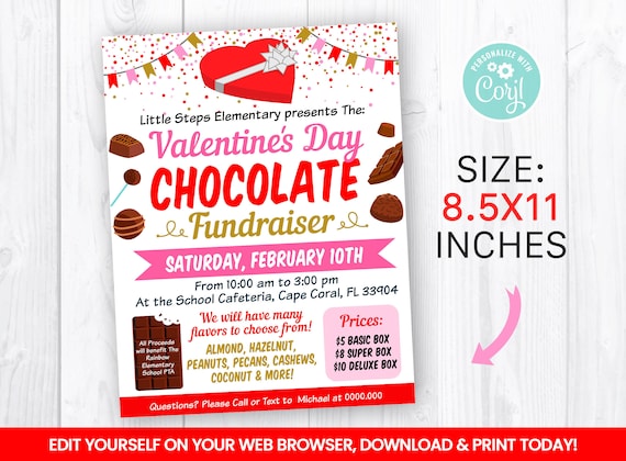 EDITABLE Chocolate Fundraiser Flyer Template, Charity Non Profit Event ...