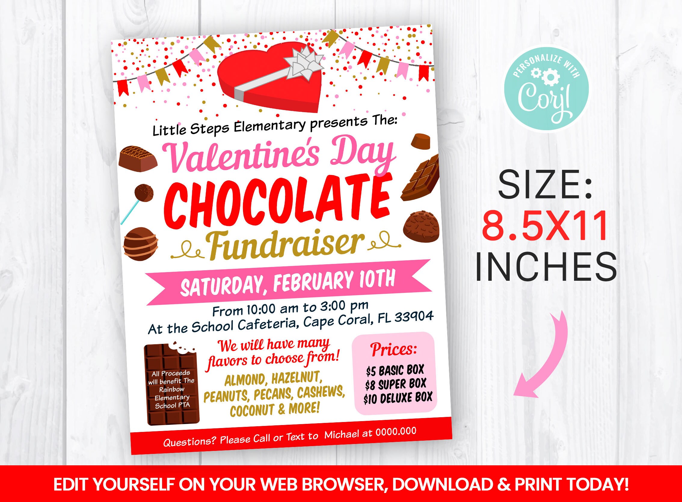 EDITABLE Chocolate Fundraiser Flyer Template Charity Non - Etsy