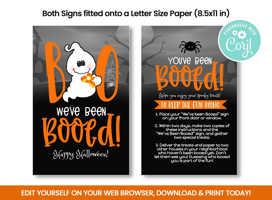 EDITABLE We've Been Booed Sign, You've Been Booed, Chalkboard Boo Ghost ...