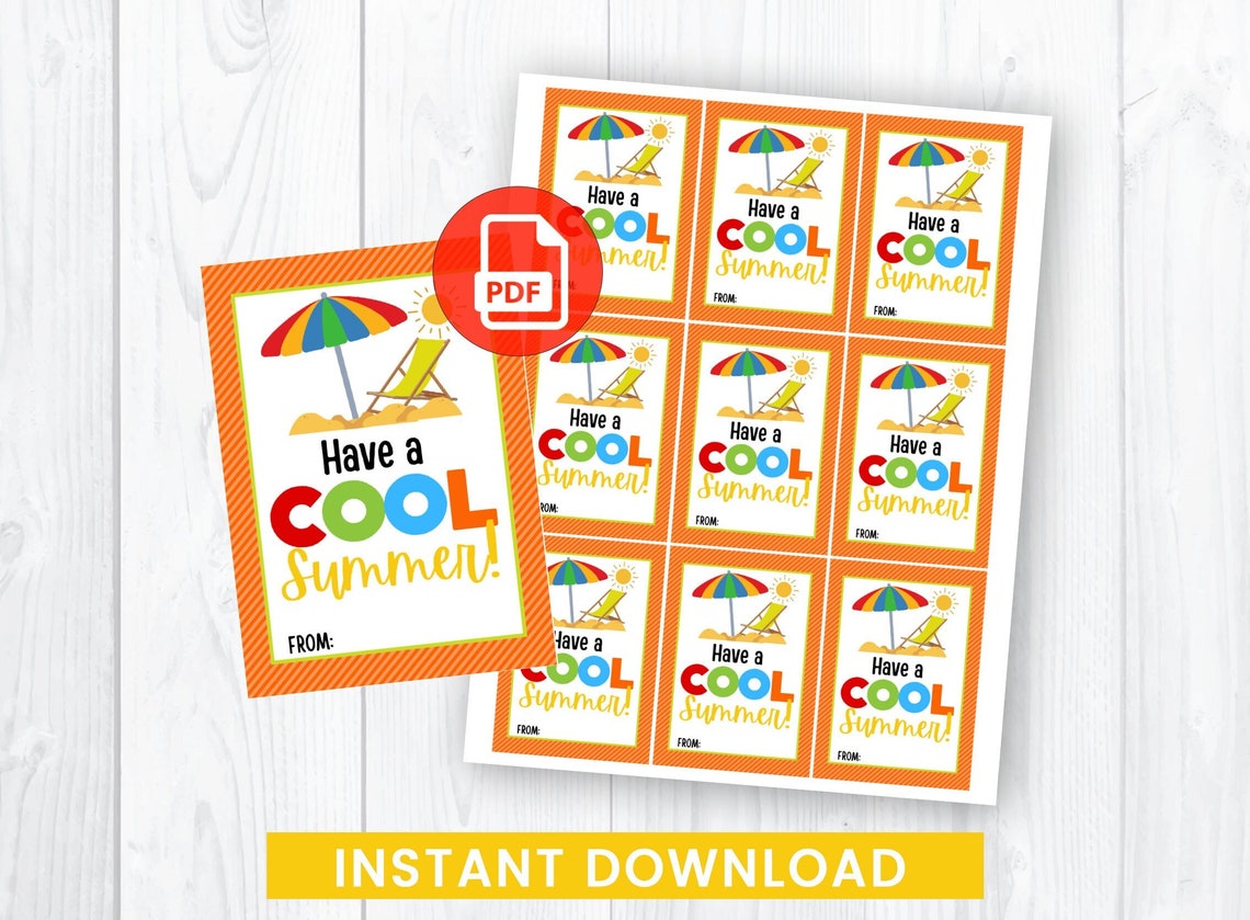 Have a Cool Summer Printable Gift Tags Umbrella Chair and - Etsy
