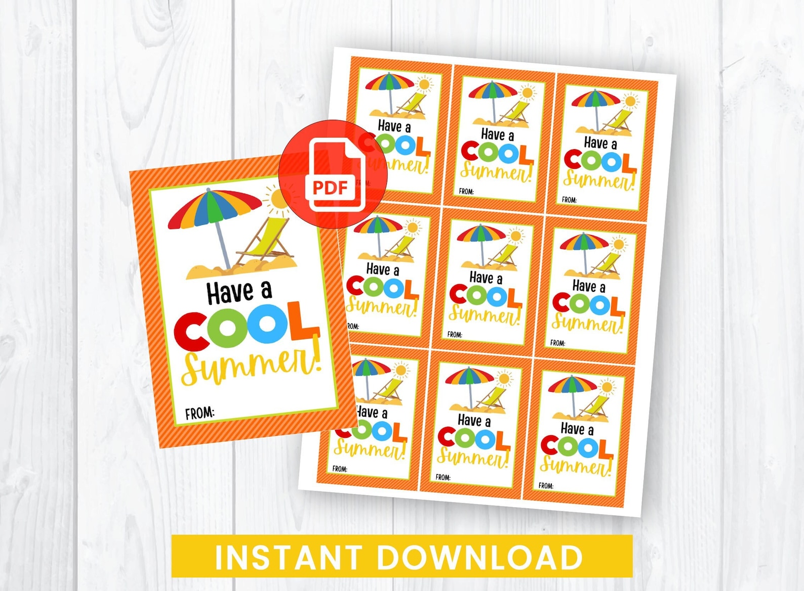 Have a Cool Summer Printable Gift Tags Umbrella Chair and - Etsy