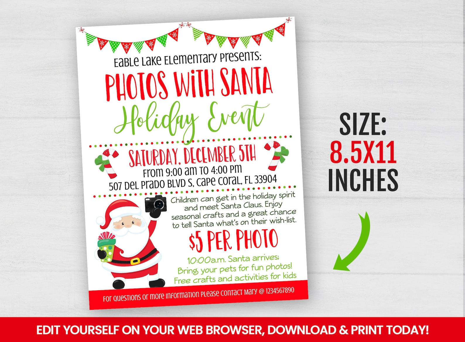EDITABLE Photos With Santa Flyer Template Picture With Santa - Etsy