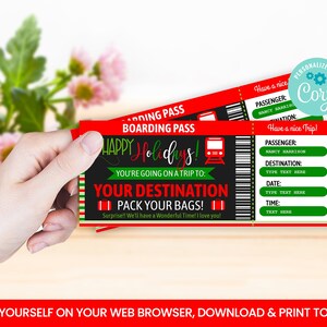 EDITABLE Railroad Train Boarding Pass Surprise Ticket Happy - Etsy