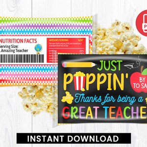 Teacher Appreciation Microwave Popcorn Wrapper Teacher and - Etsy
