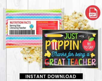 Teacher Appreciation Microwave Popcorn Wrapper, Teacher and Staff ...