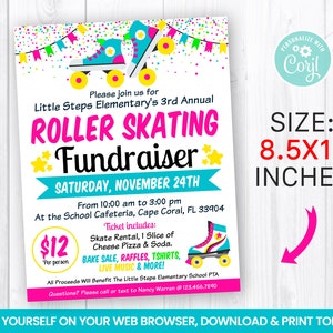 EDITABLE Skate Rolling Fundraiser Flyer Template, Charity Non Profit ...