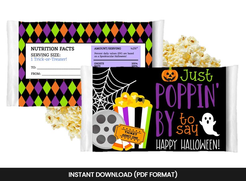 Happy Halloween Microwave Popcorn Wrapper Cinema Movie - Etsy