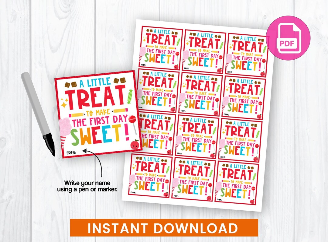 Square Tags for Back to School Sweets, Treats, & Candies Kids ...