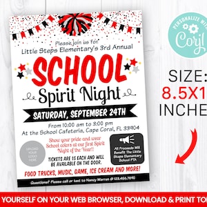 EDITABLE School Spirit Party Flyer Template, Charity Non Profit Event ...
