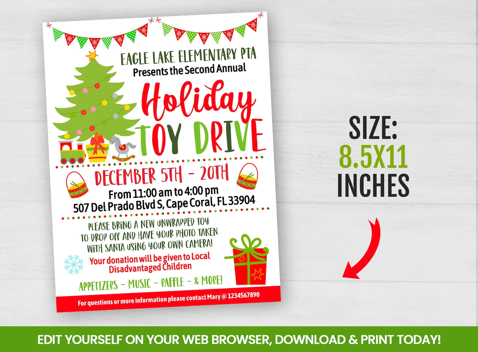 EDITABLE Holiday Toy Drive Flyer Template Charity Non Profit - Etsy