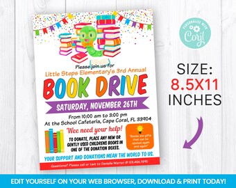 EDITABLE Family Literacy Night Flyer Template, Charity Non Profit Event ...