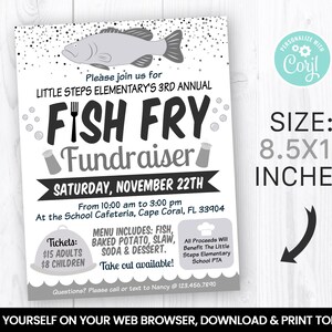 EDITABLE Fish Fry Fundraiser Flyer Template, Charity Non Profit Event ...