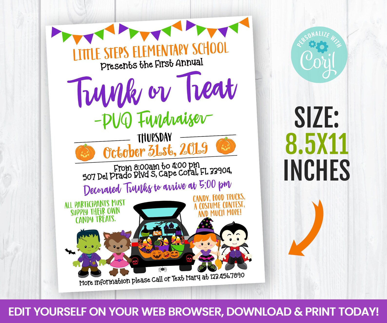 EDITABLE Kindergarten Trunk or Treat Flyer Template 8.5x11 - Etsy