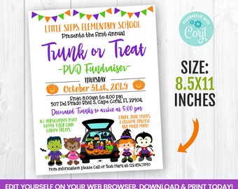 EDITABLE Halloween Trunk or Treat Flyer Template 8.5x11 | Etsy