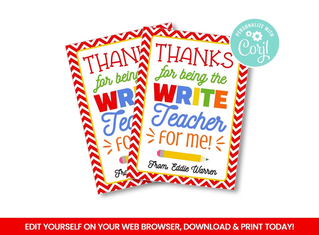 EDITABLE Teacher Appreciation Gift Tag, Boss Worker Staff Corporate ...