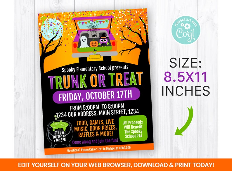 EDITABLE Halloween Trunk or Treat Flyer Templatecommunity - Etsy