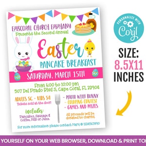 EDITABLE Easter Pancake Breakfast Flyer Template, Pancakes Flyer, Happy ...