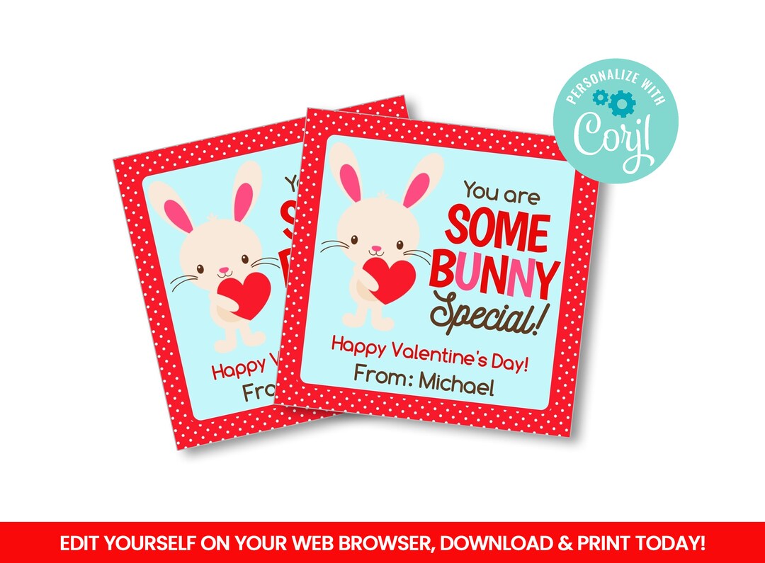 EDITABLE Some Bunny Special Square Tags, Rabbit Treat Favor Tags Ideas ...