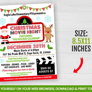 EDITABLE Christmas Movie Night Flyer Template, Outdoor Family Movie ...