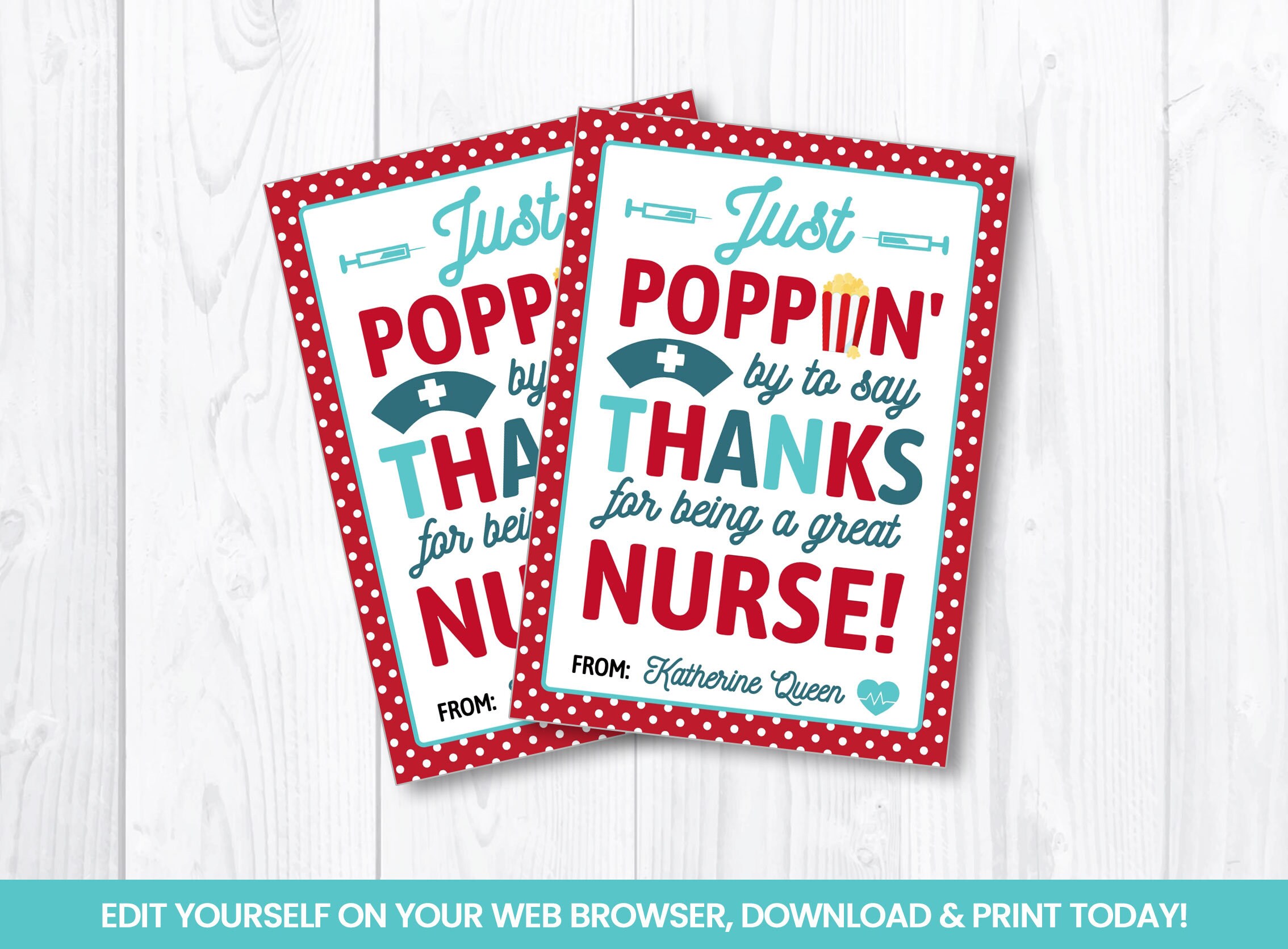 EDITABLE Nurse Appreciation Popcorn Gift Tag National Nurses - Etsy