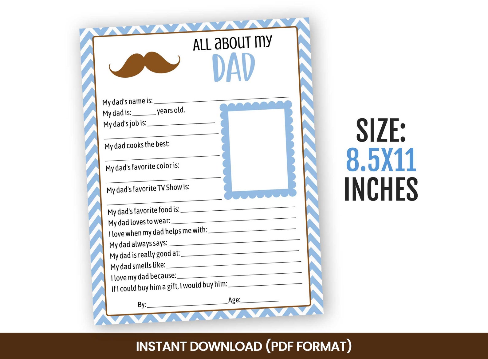 All About My Dad, Printable Father's Day Questionnaire, Kids Survey ...