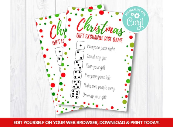 EDITABLE Christmas Dice Game Printable Pass the Presents | Etsy