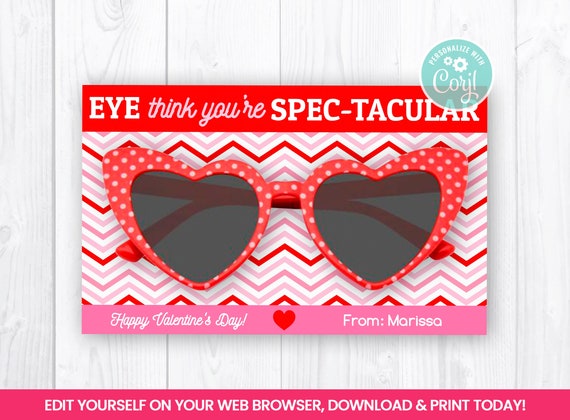 EDITABLE Sunglasses Valentine's Day Card Holder, Eye Glasses Exchange ...