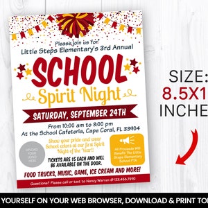 EDITABLE School Spirit Party Flyer Template, Sports, Charity Non Profit ...