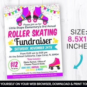 EDITABLE Skate Rolling Fundraiser Flyer Template, Charity Non Profit ...